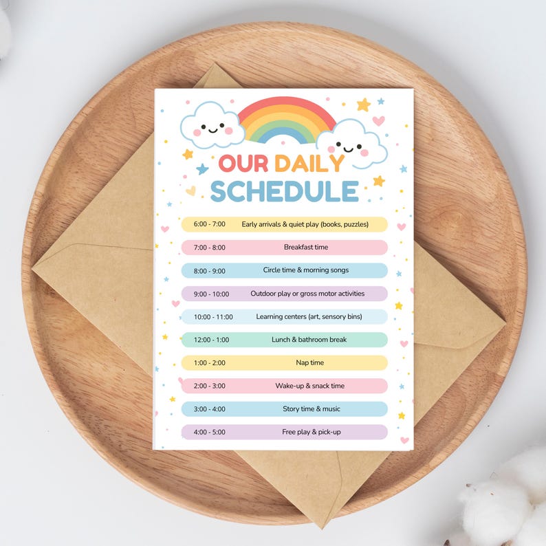 Daycare Daily Schedule Template Editable Canva Printable Preschool ...