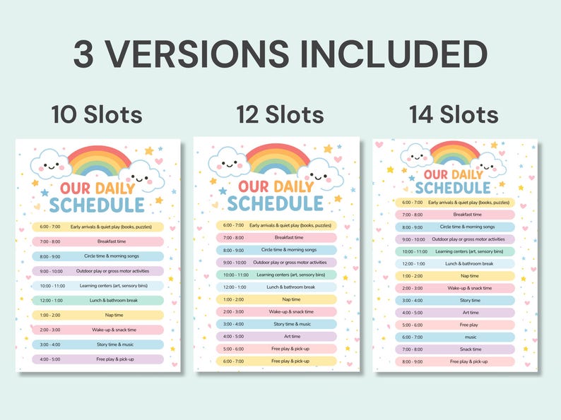 Daycare Daily Schedule Template Editable Canva Printable Preschool ...