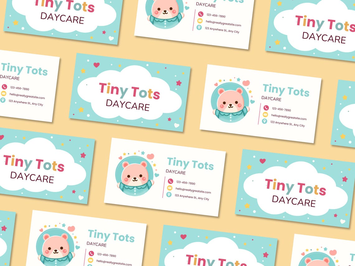 Daycare Business Card Digital Download Childcare Provider Design ...
