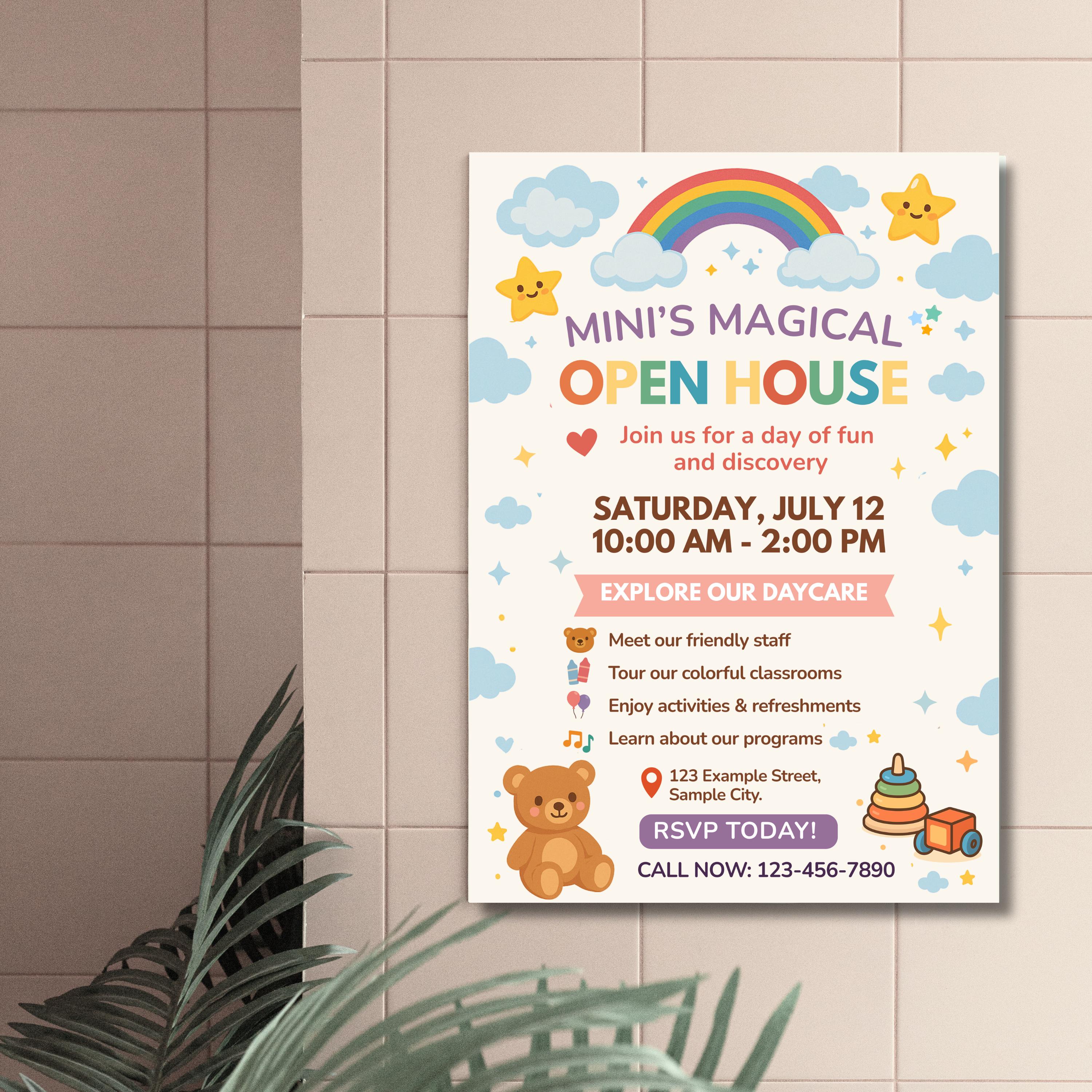 Daycare Flyer Template Editable Canva Preschool Childcare Marketing ...