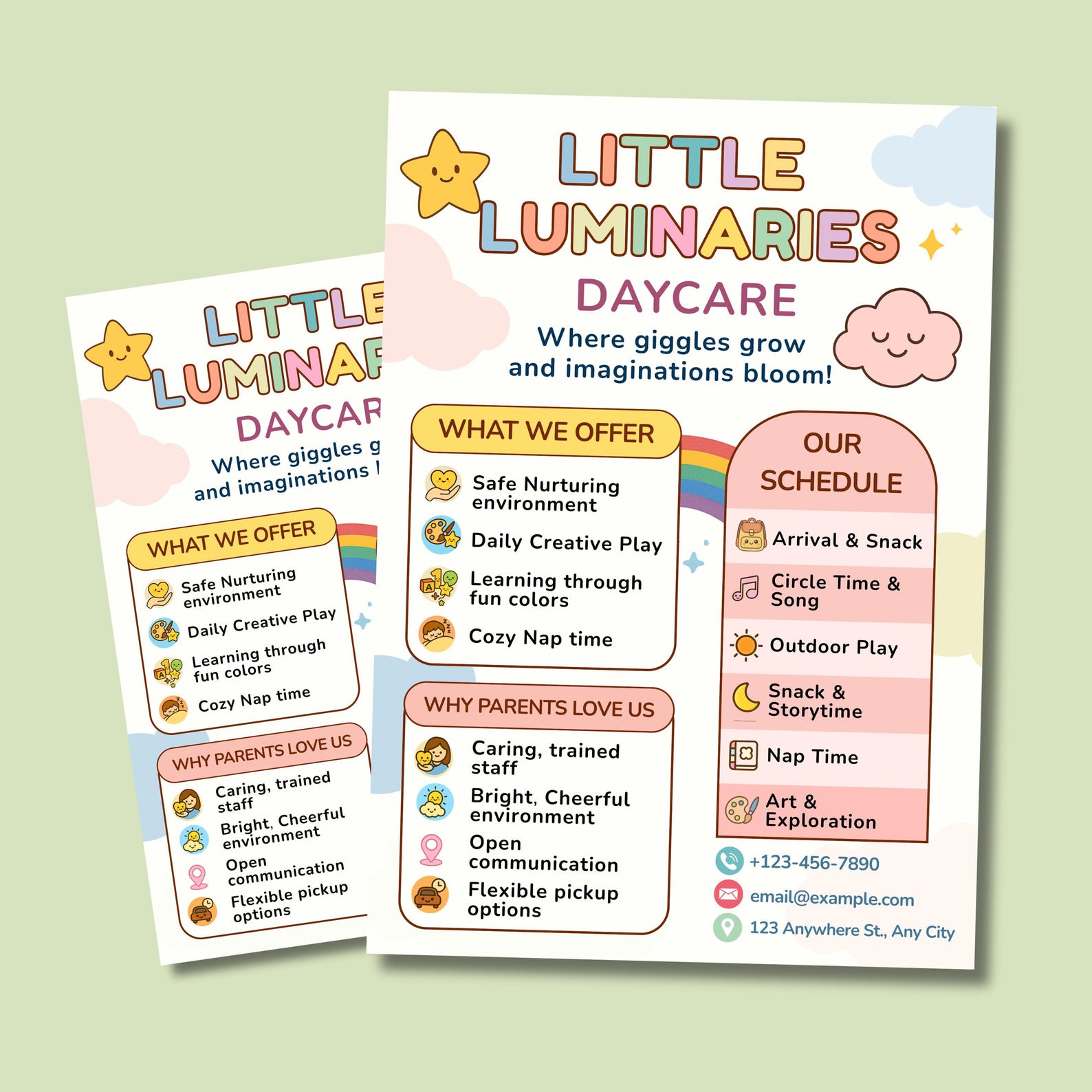 Daycare Flyer Canva Template Editable Preschool Marketing Childcare ...