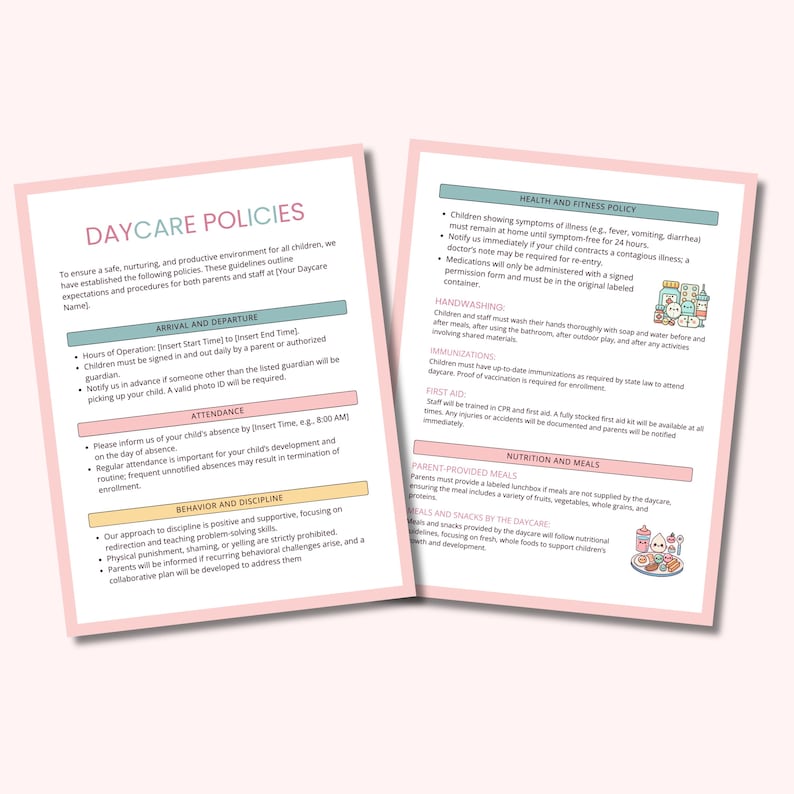 Daycare Enrollment Form Template Editable Canva Childcare Contract ...