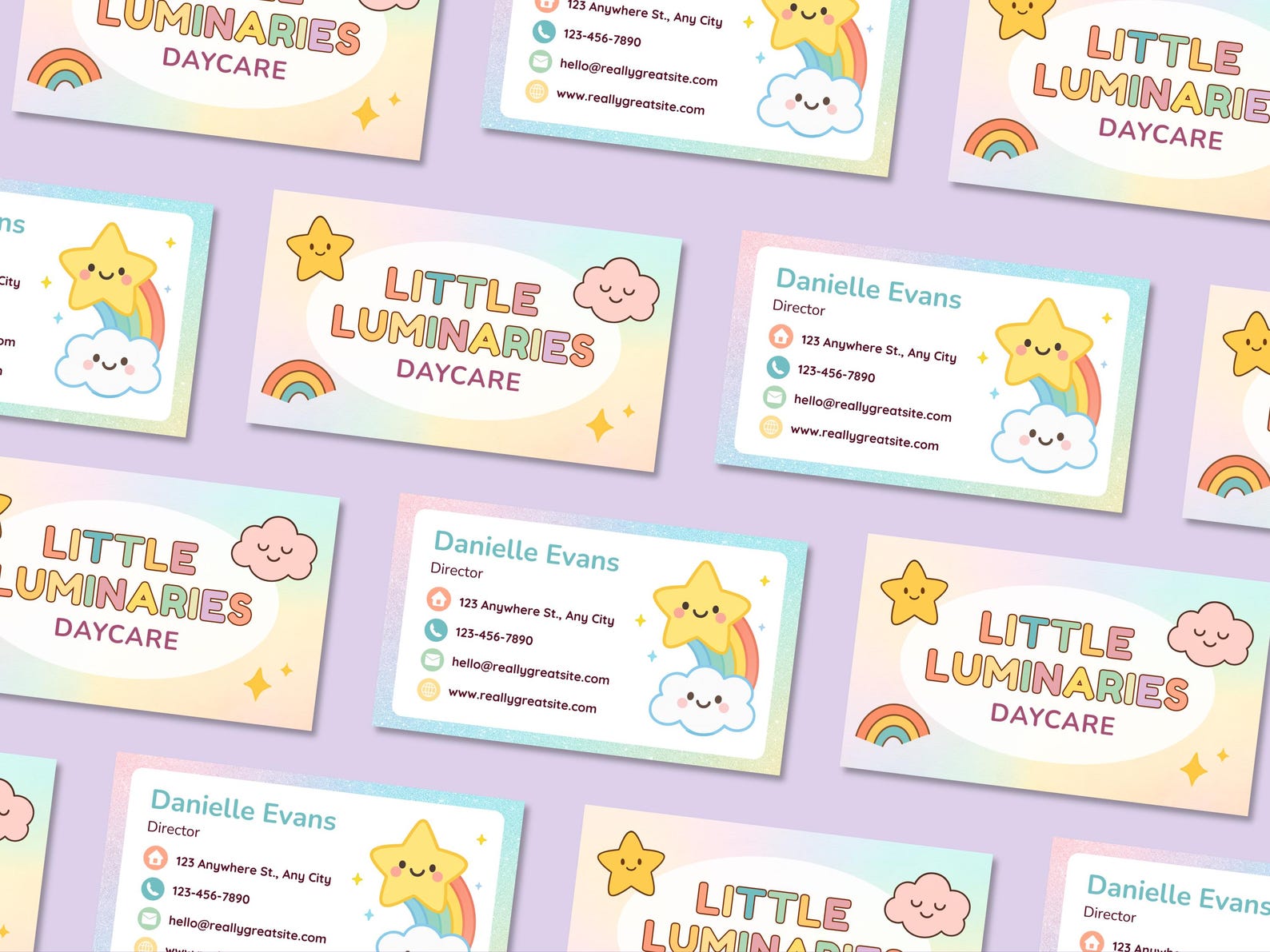 Daycare Business Card Template Editable Canva Childcare Provider ...