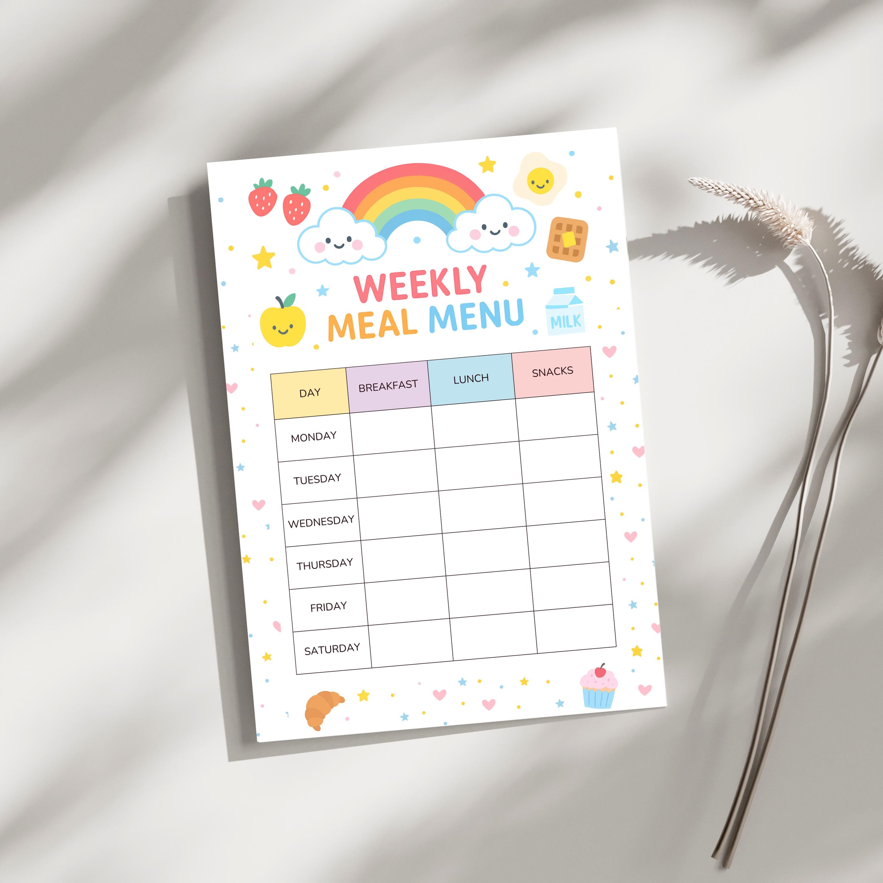 Daycare Weekly Menu Template Editable Canva Meal Planner Printable ...