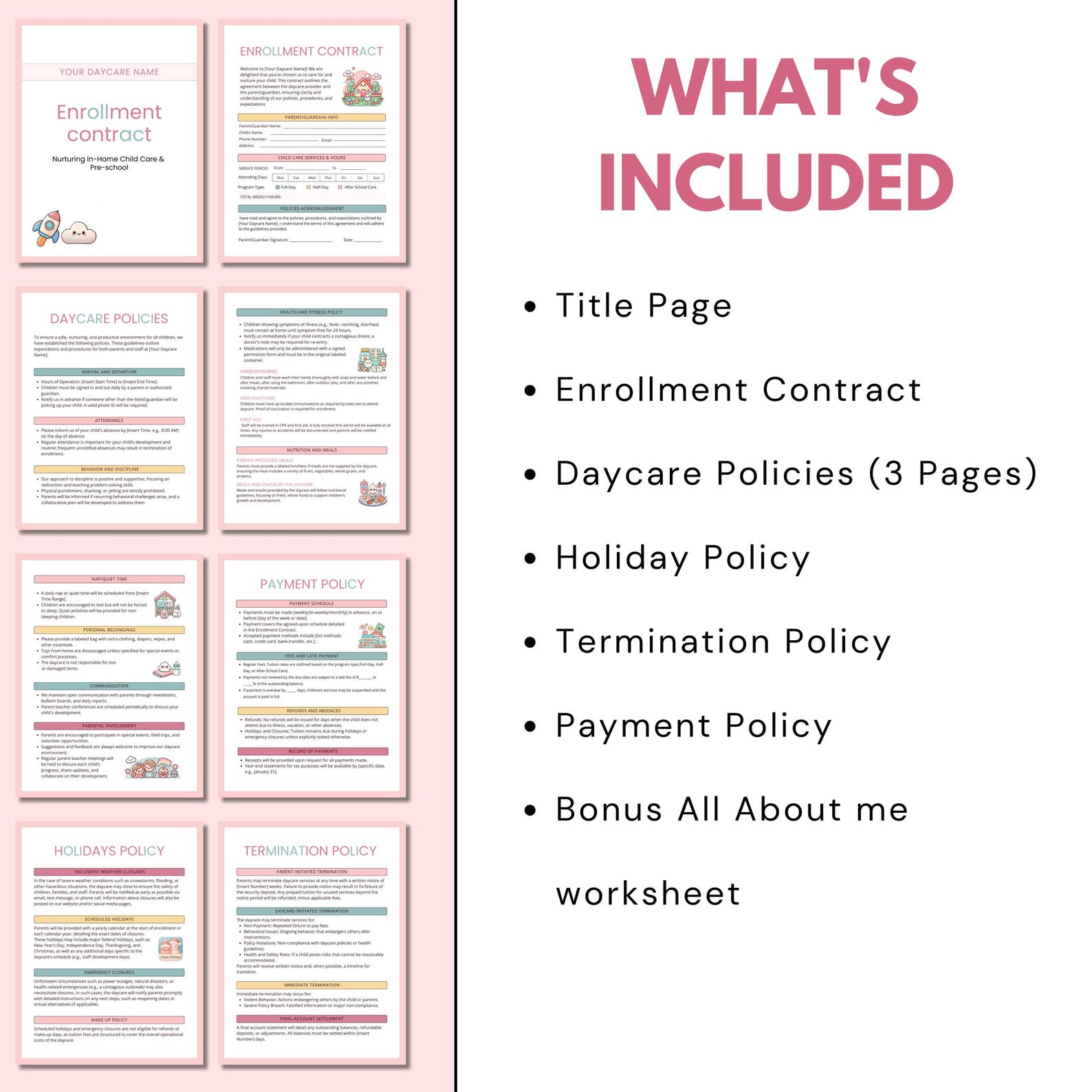 Daycare Enrollment Form Template Editable Canva Childcare Contract ...