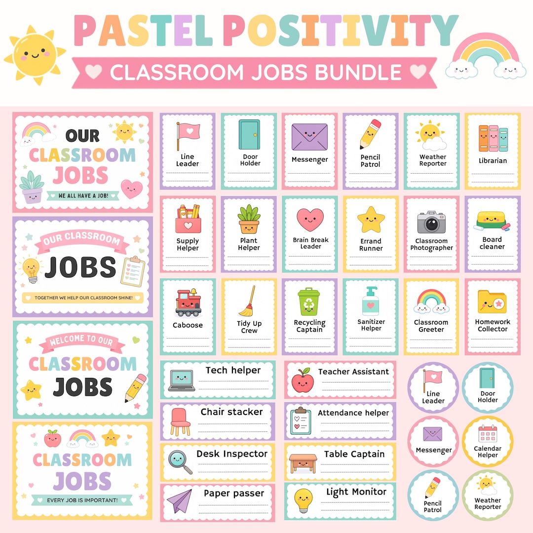 Classroom Jobs Display Editable Canva Classroom Jobs Chart Printable ...