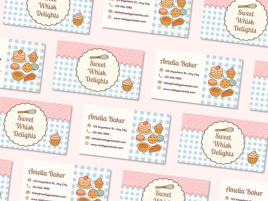 Bakery Business Card Template Editable Canva Home Bakery Pastry Chef ...