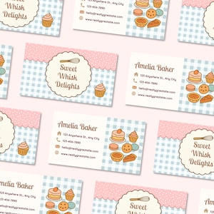 Bakery Business Card Template Editable Canva Home Bakery Pastry Chef ...