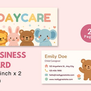 Daycare Business Card Template Editable Canva Preschool Card Babysitter ...