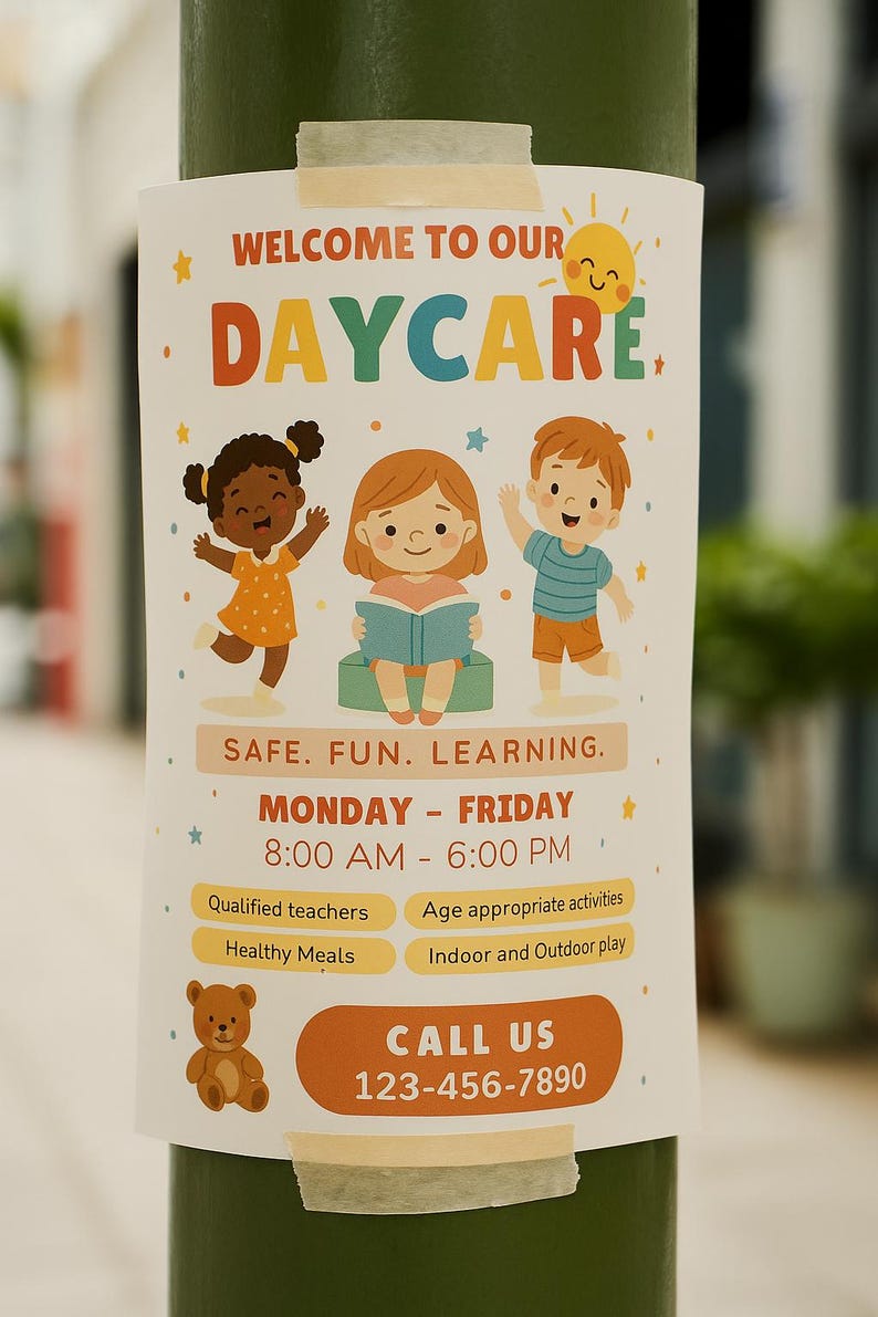 Daycare Flyer Template Canva Editable Childcare Enrollment Printable ...