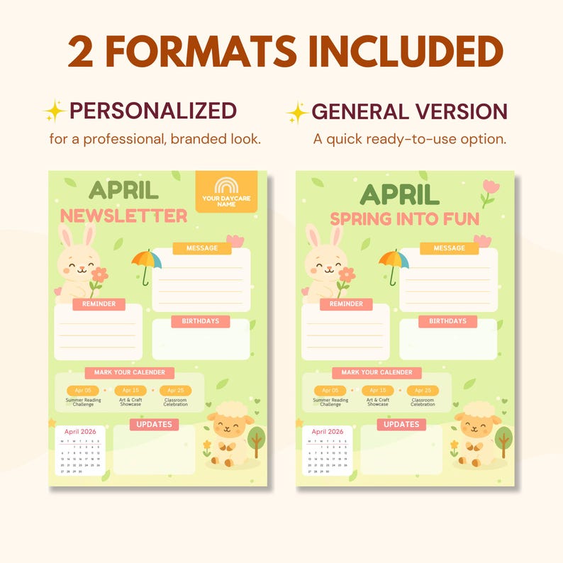Childcare Monthly Newsletter Template Editable Canva Parent ...