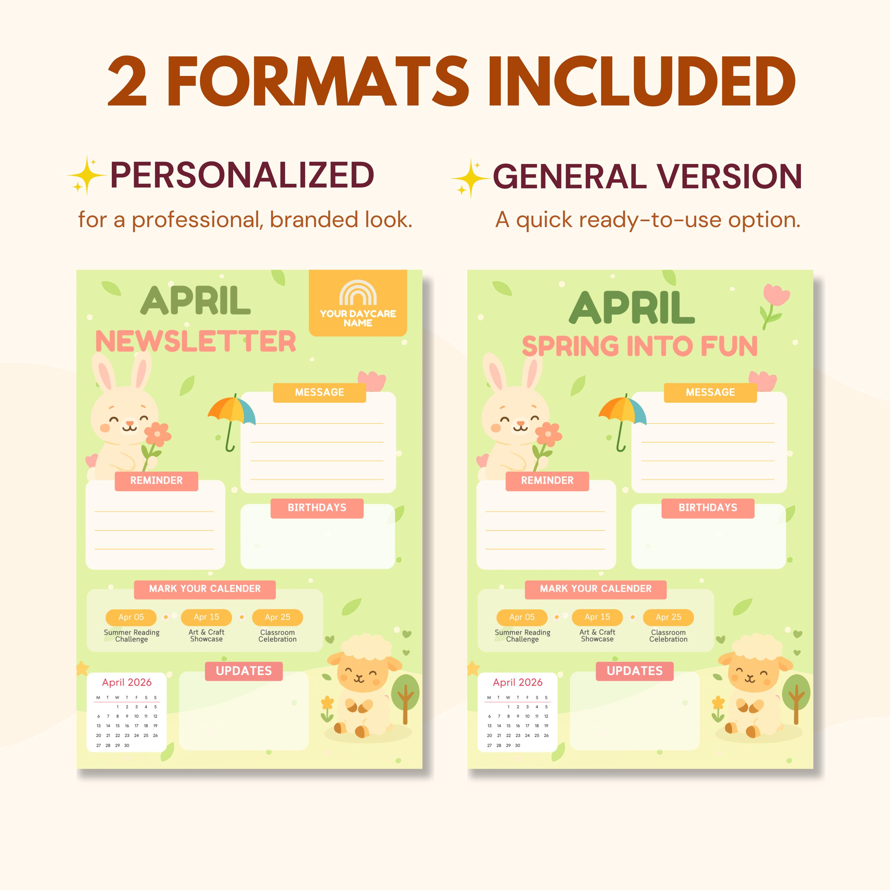 Childcare Monthly Newsletter Template Editable Canva Parent ...