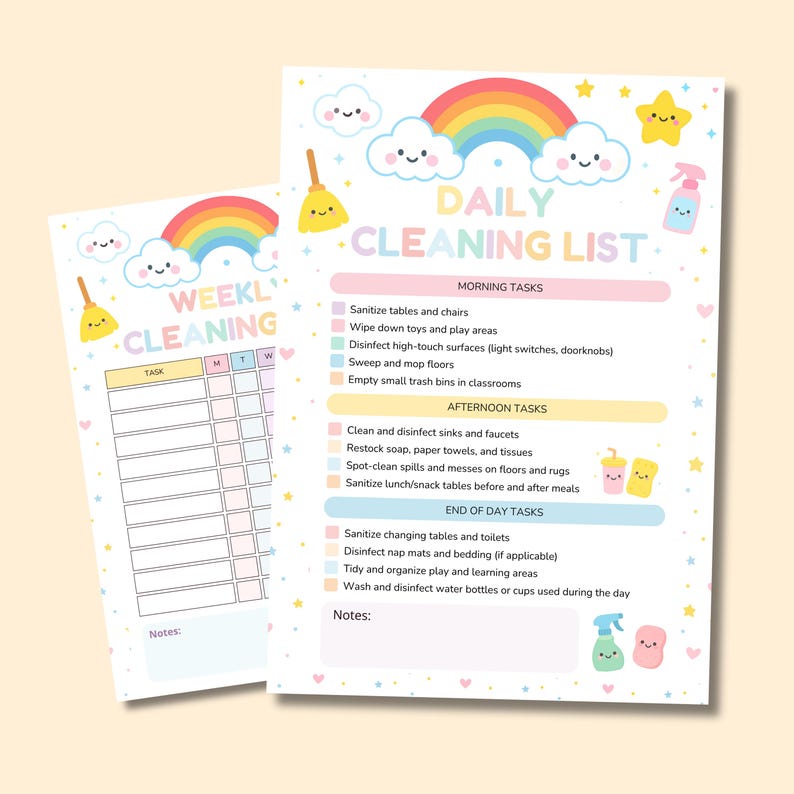 Daycare Cleaning Checklist Template Editable Canva Preschool Classroom ...