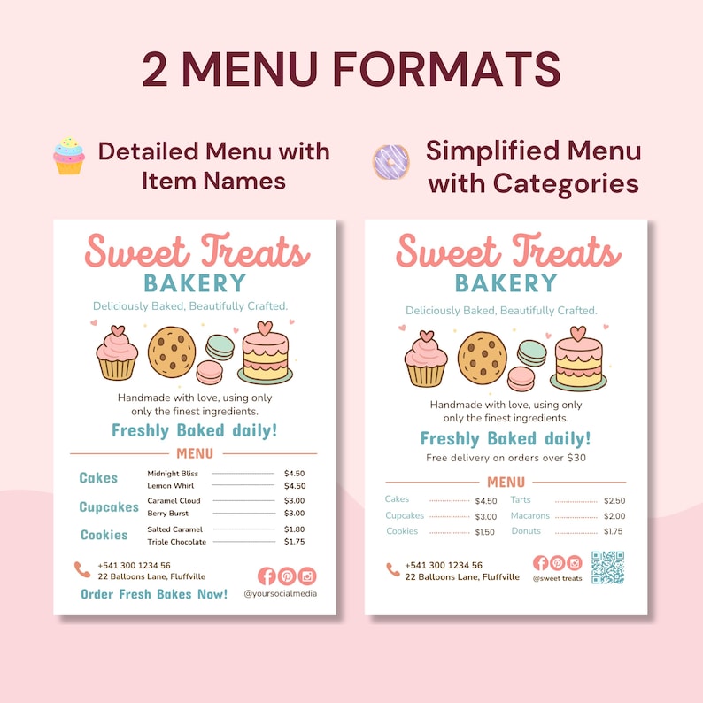 Bakery Flyer Template Editable Canva Home Bakery Small Menu Pastry Shop ...