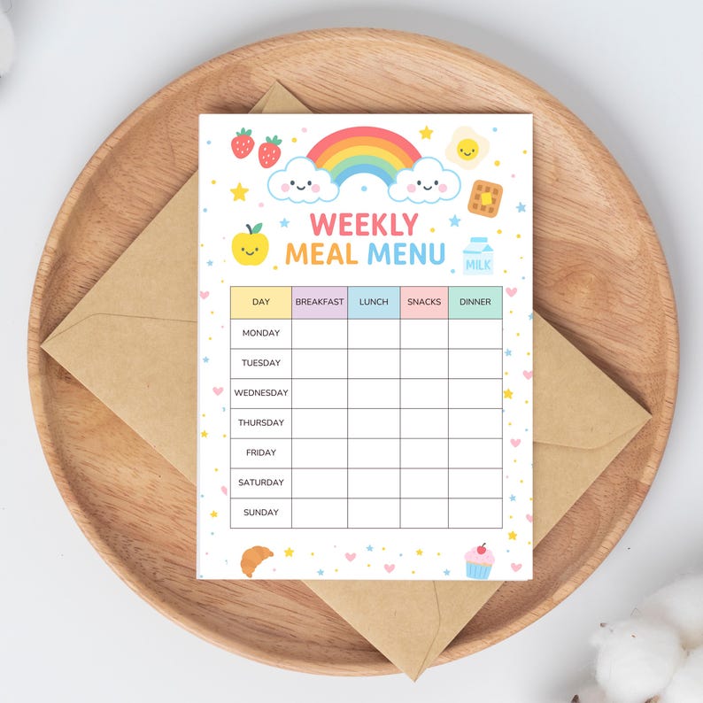 Daycare Weekly Menu Template Editable Canva Meal Planner Printable ...