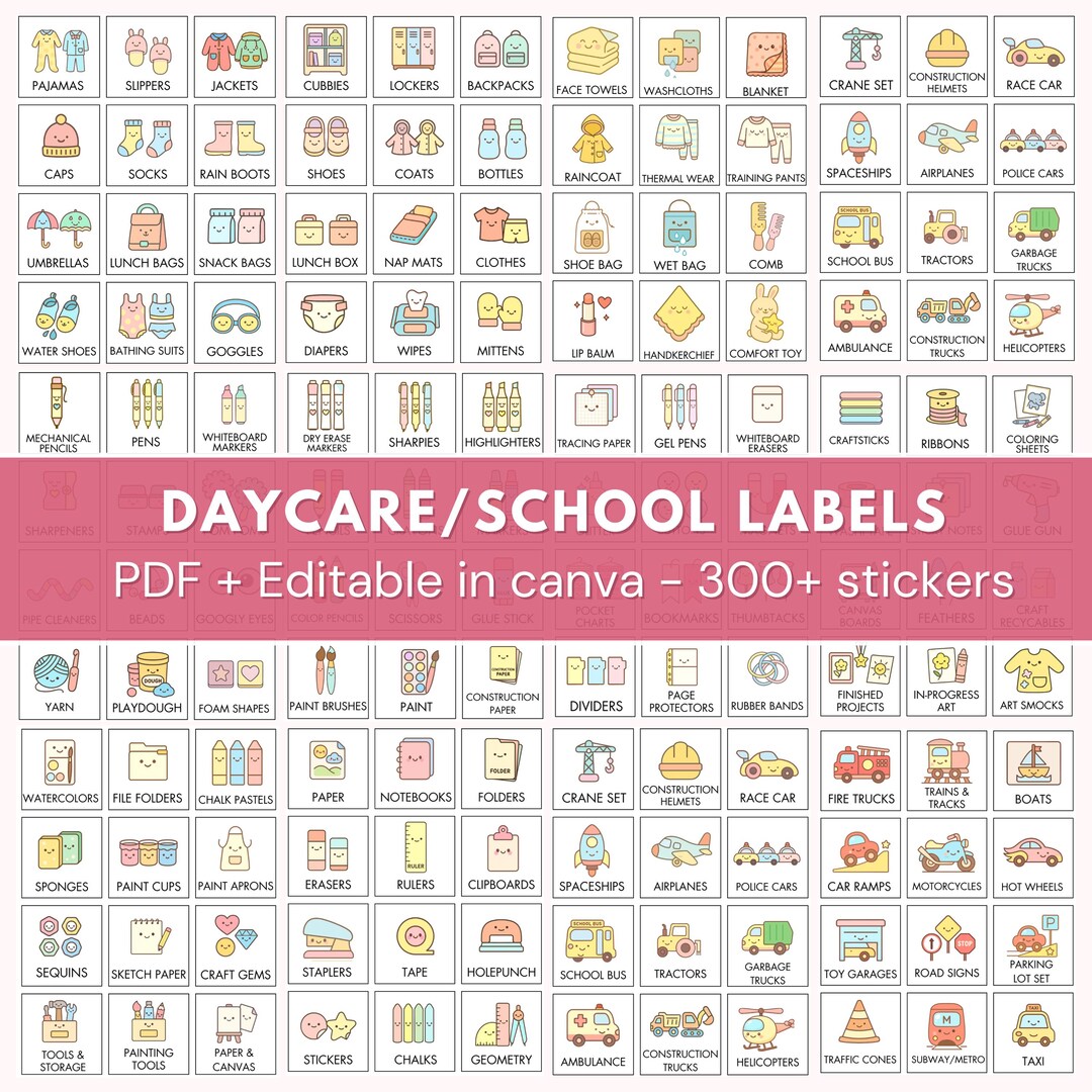 Daycare Labels Toy Bin Labels Template Editable Canva Classroom Labels ...