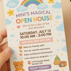 Daycare Flyer Template Editable Canva Preschool Childcare Marketing ...