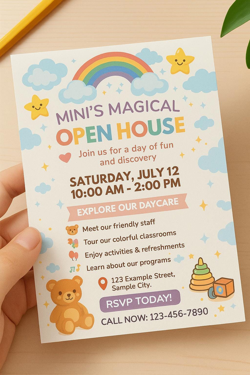 Daycare Flyer Template Editable Canva Preschool Childcare Marketing ...