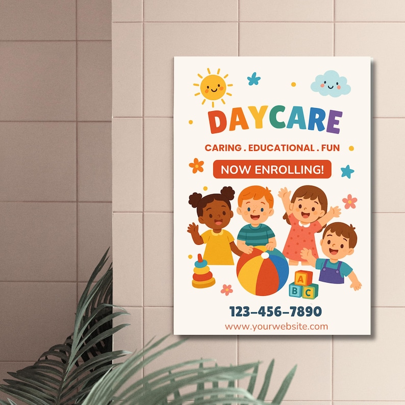 Colorful Daycare Flyer Bundle Editable Canva Template Preschool ...