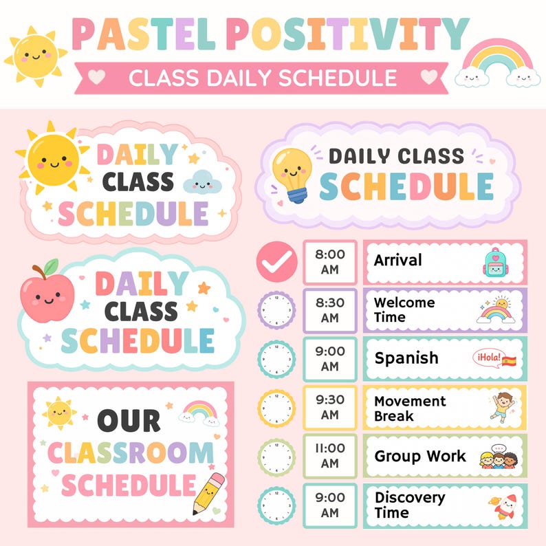 Classroom Daily Schedule Visual Cards Editable Canva Preschool Visual ...