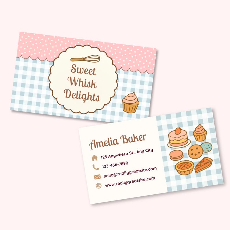 Bakery Business Card Template Editable Canva Home Bakery Pastry Chef ...