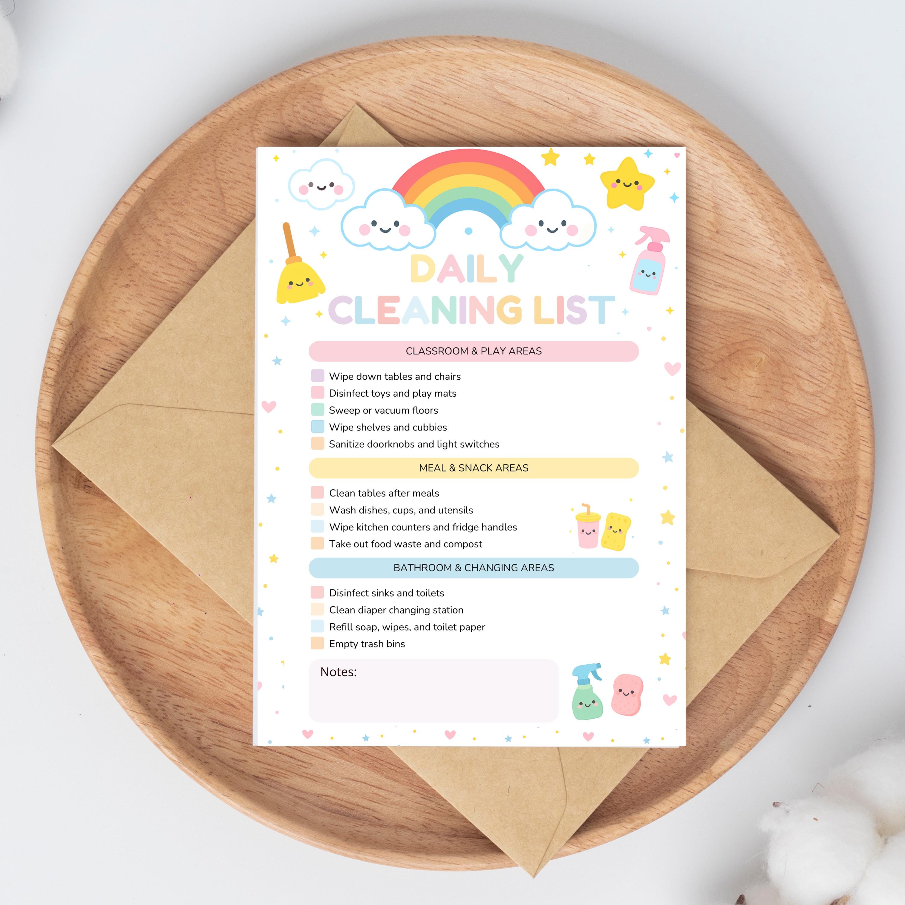 Daycare Cleaning Checklist Template Editable Canva Preschool Classroom ...
