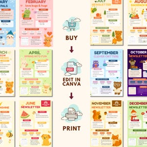 Childcare Monthly Newsletter Template Editable Canva Parent ...
