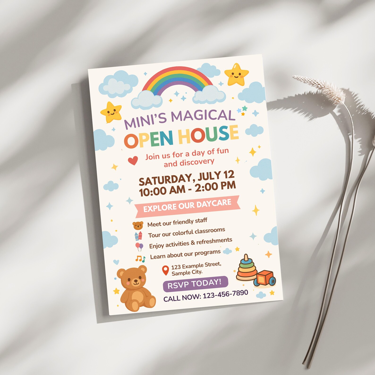 Daycare Flyer Template Editable Canva Preschool Childcare Marketing ...