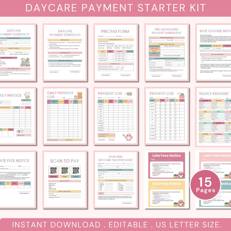 Editable Daycare Payment Tracker Canva Template Preschool Payment Log ...