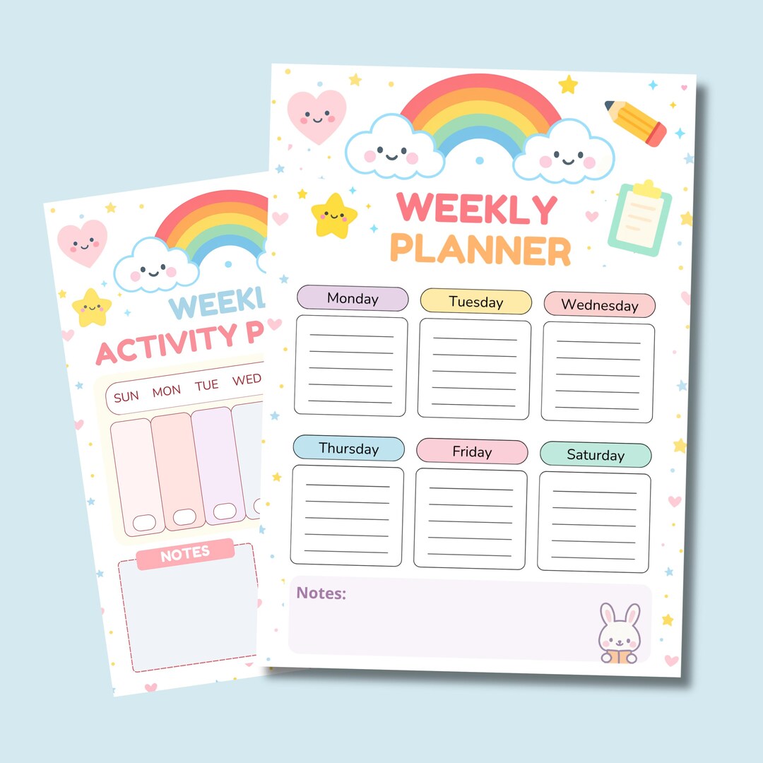Weekly Planner Template Editable Canva Daycare Schedule Organizer ...