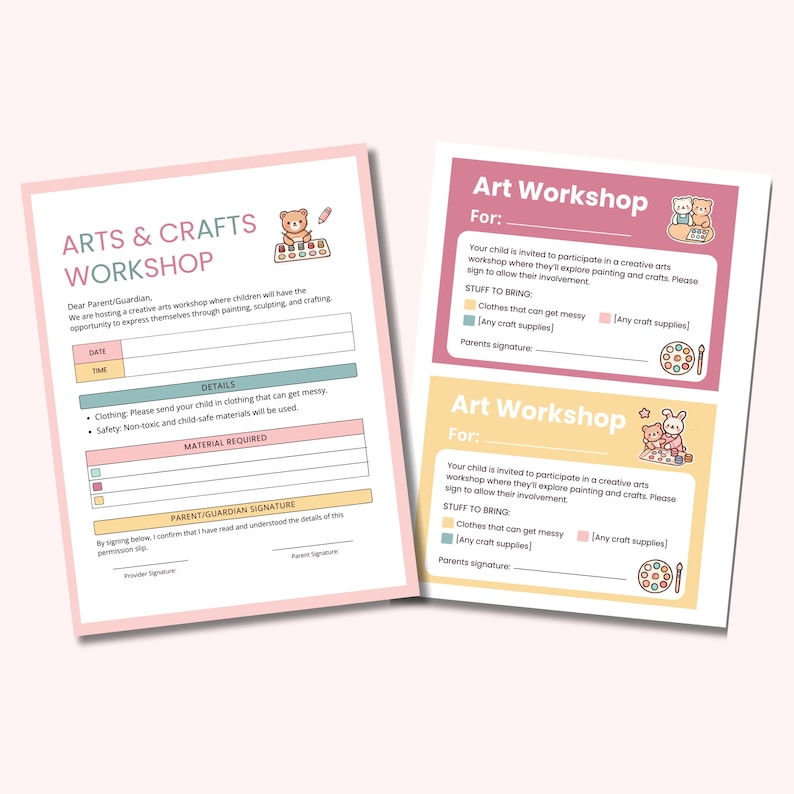 Permission Slip Template Editable Daycare Consent Form Preschool ...