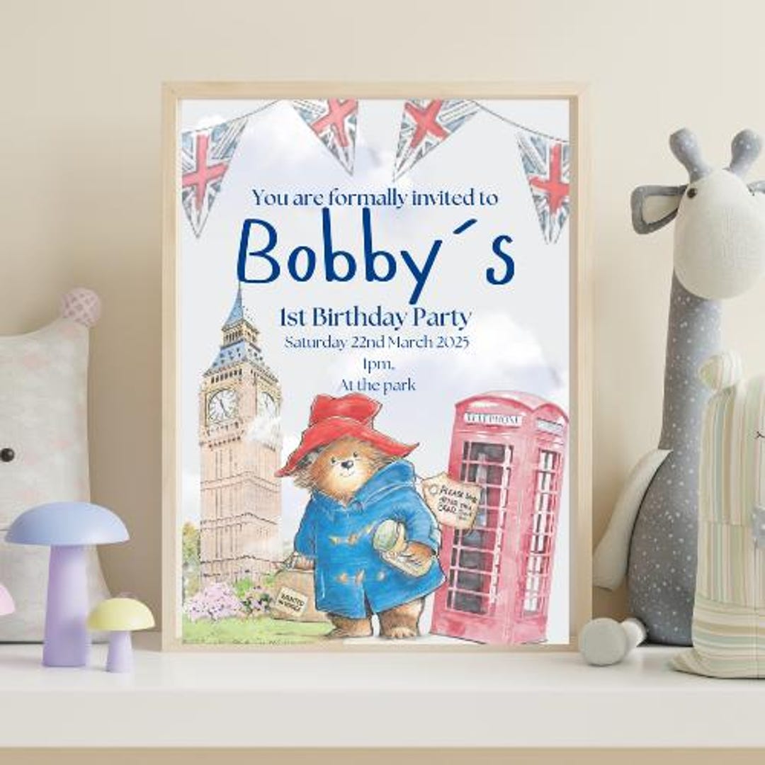 Paddington Bear Digital Invitation – Perfect for Birthdays, Baby ...