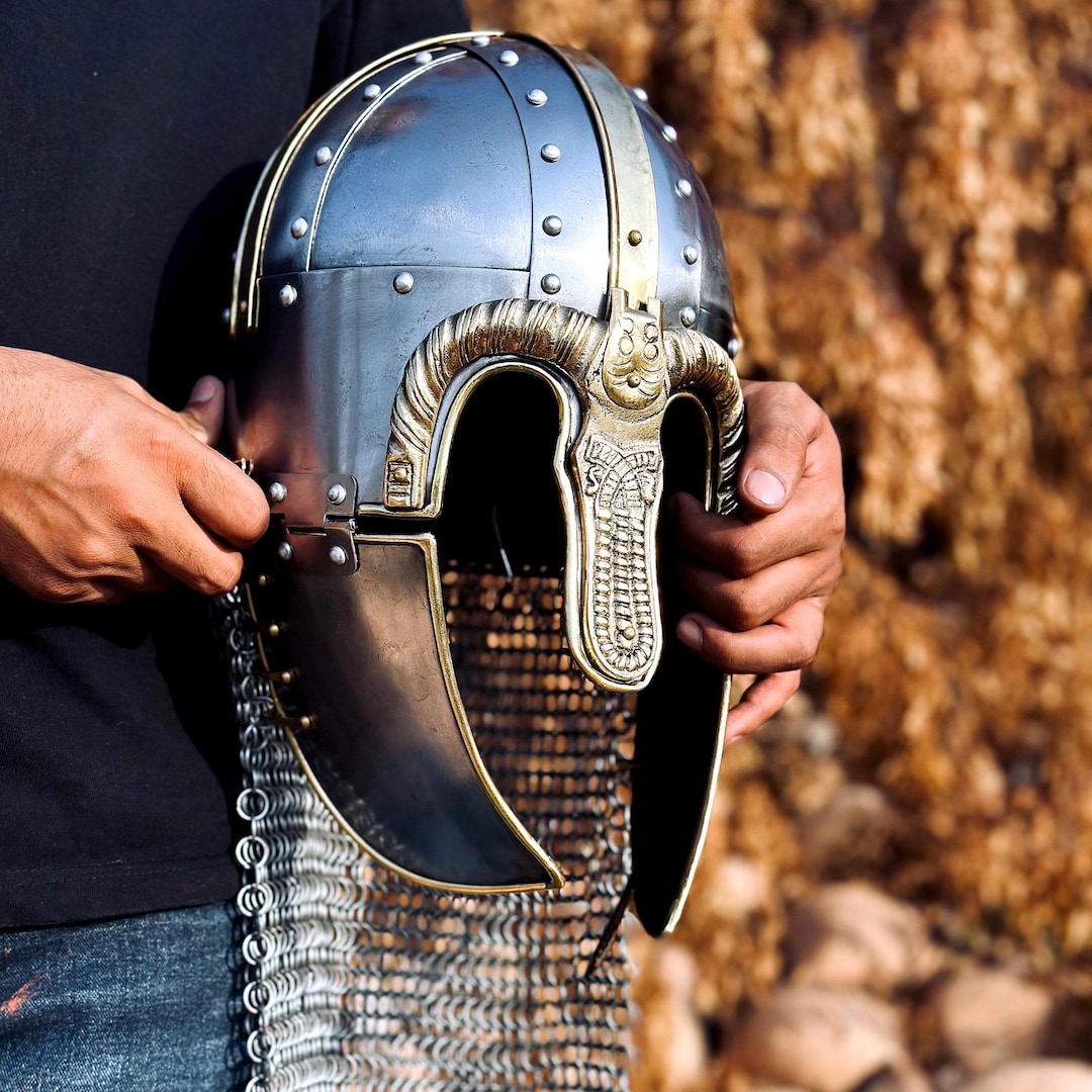 Viking Chainmail Helmet - Armor Chain Mail Helmet - Brass Helmet ...