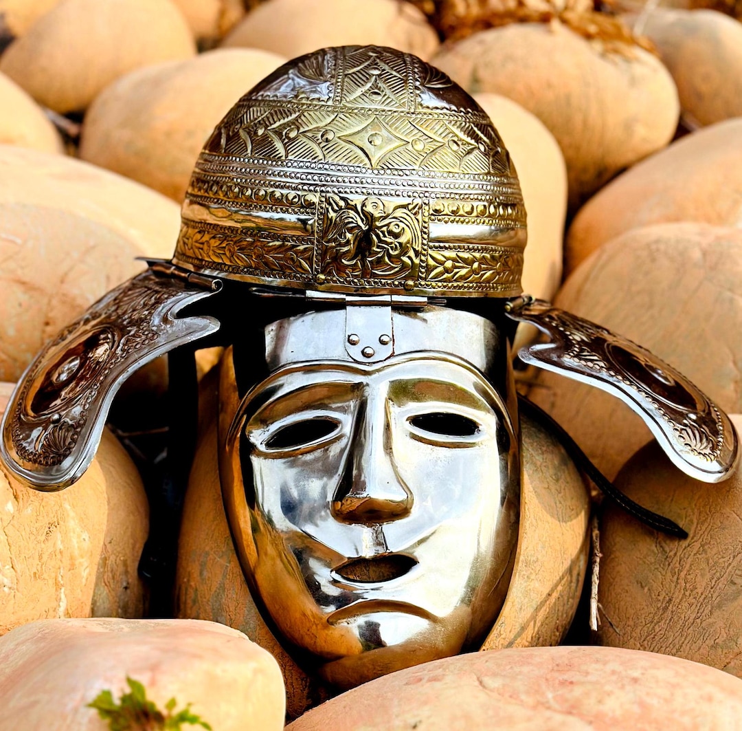 Roman Cavalry Helmet – Medieval Brass & Steel Helmet - Imperial Gallic ...