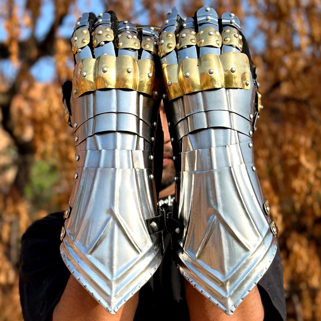 Gothic Gloves Set | Medieval Steel Knight Gloves & Gauntlets Set ...