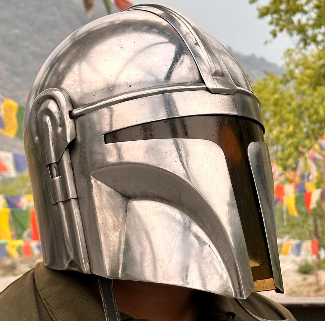 Mandaloriann Silver Helmet - Beskar Mando Helmet - Knight Helmet ...