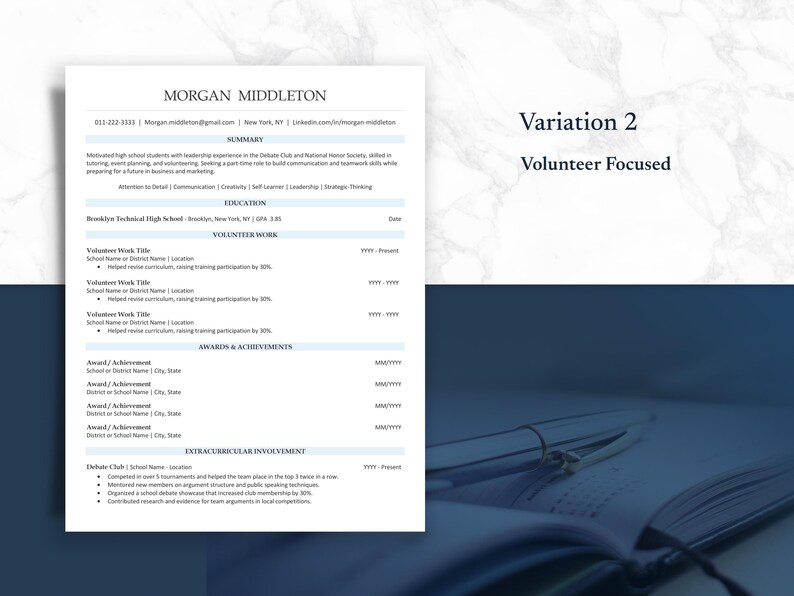 No Experience ATS Resume Template Word & Google Docs 2 Versions Grad ...