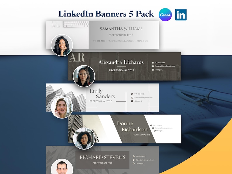 Custom Linkedin Banners Canva Template Pack, Clean Professional Customizable Linkedin Banner ...