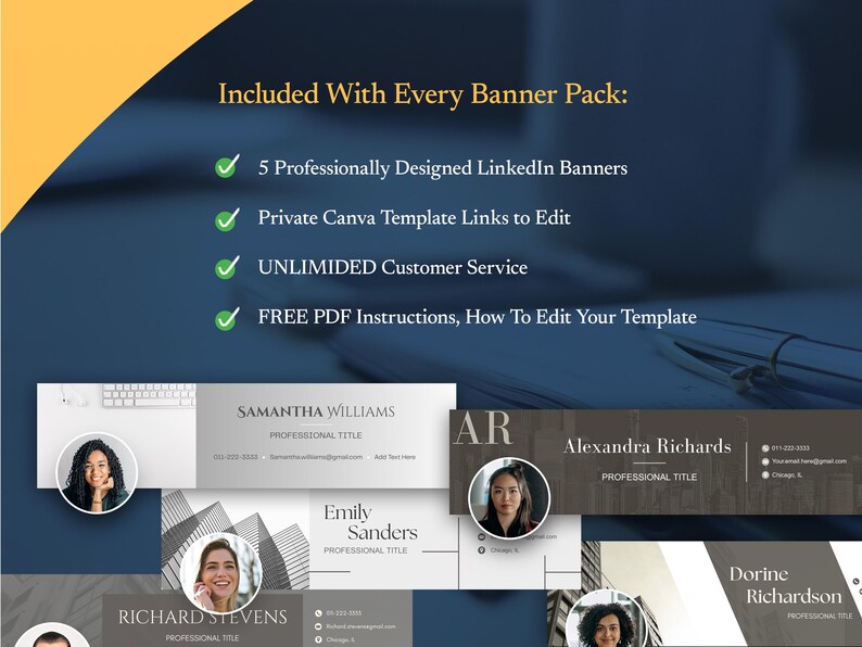 Custom Linkedin Banners Canva Template Pack, Clean Professional Customizable Linkedin Banner ...