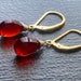 Red Ruby quartz earrings dangles. Gold or Silver. Petite | Etsy