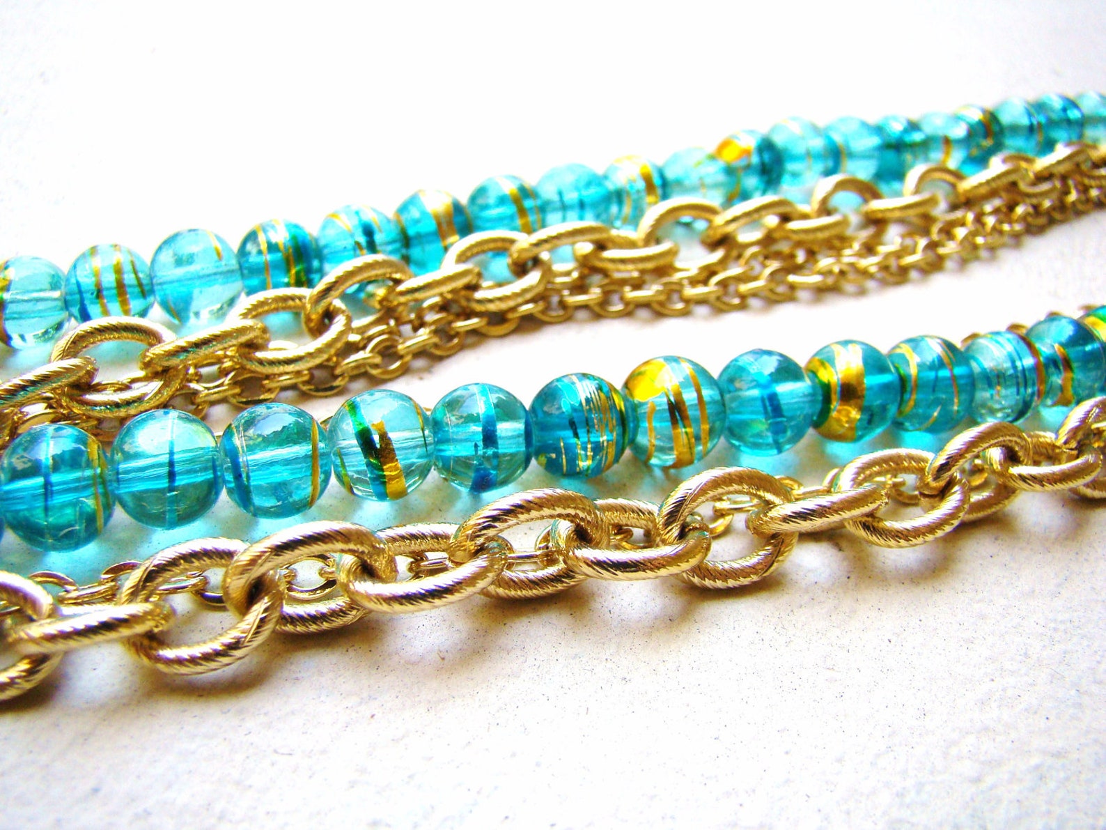 Sale Long Blue Gold Chain Statement Necklace Nautical - Etsy