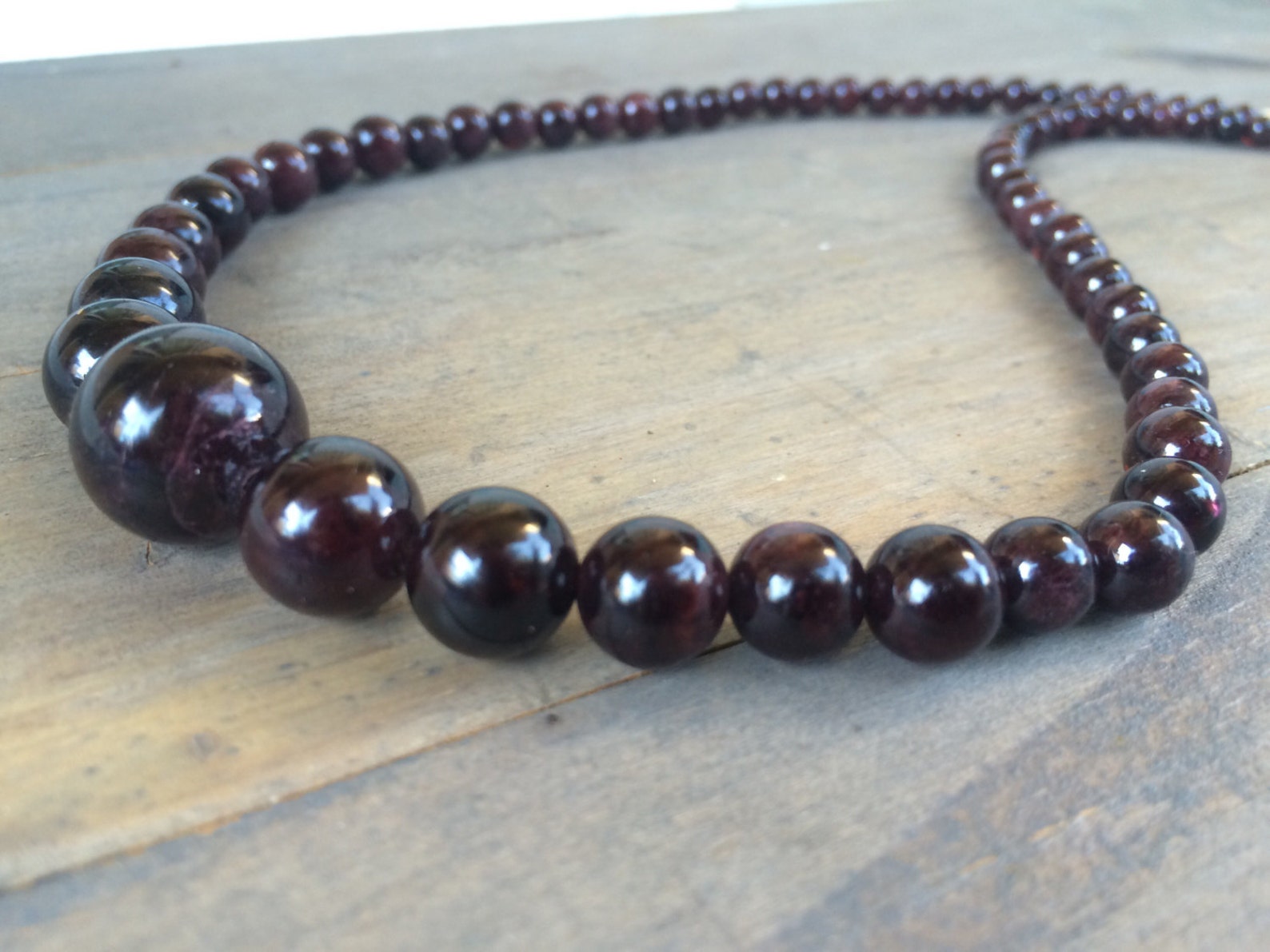 Dark Red Garnet Necklace. Natural Burgundy Garnet Stone. - Etsy