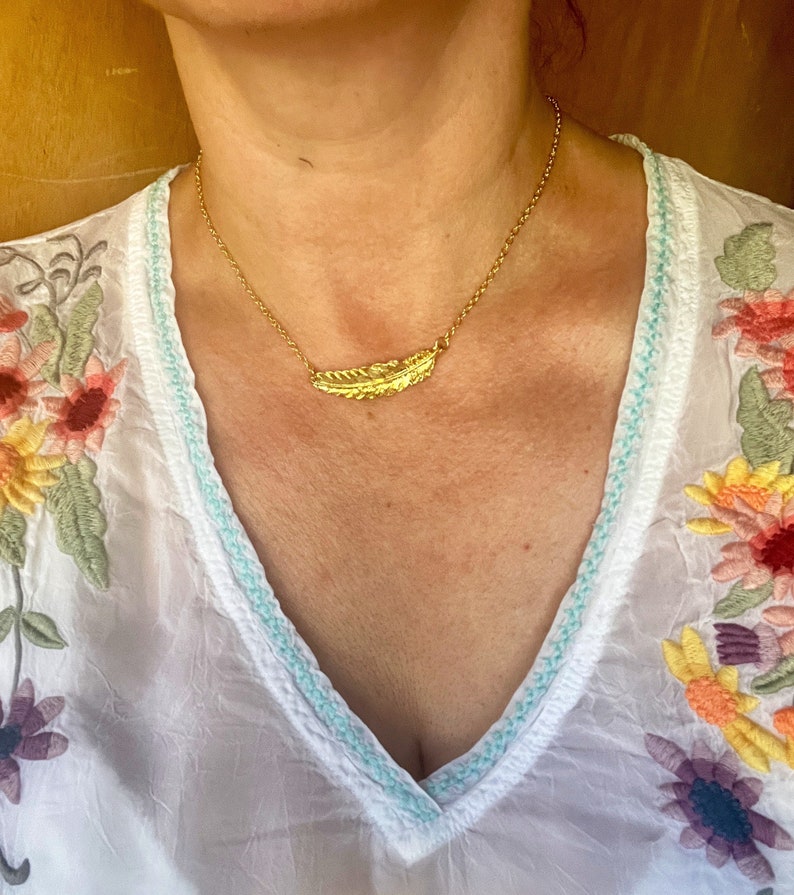 Handmade Feather Choker: Gold Plated Boho Necklace - Etsy