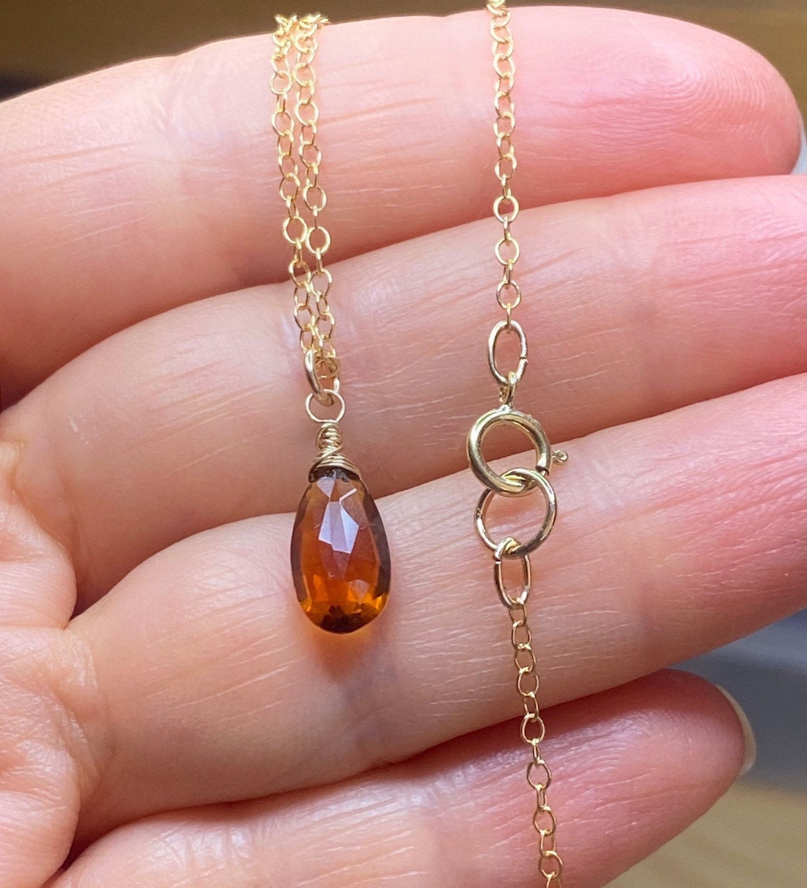 Natural Madeira Citrine Pendant 14k Gold Chain Necklace - Etsy