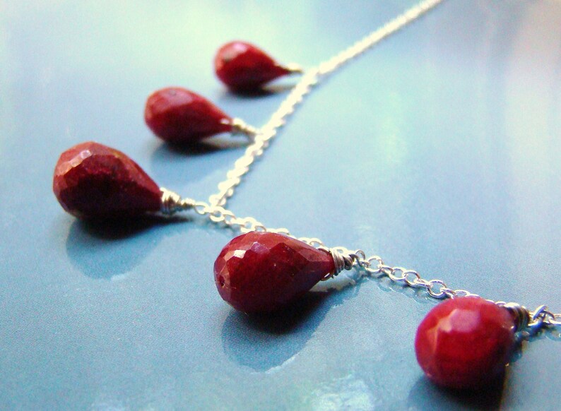 Burgundy Red Indian Ruby Stone Necklace. Dark Red Teardrop - Etsy