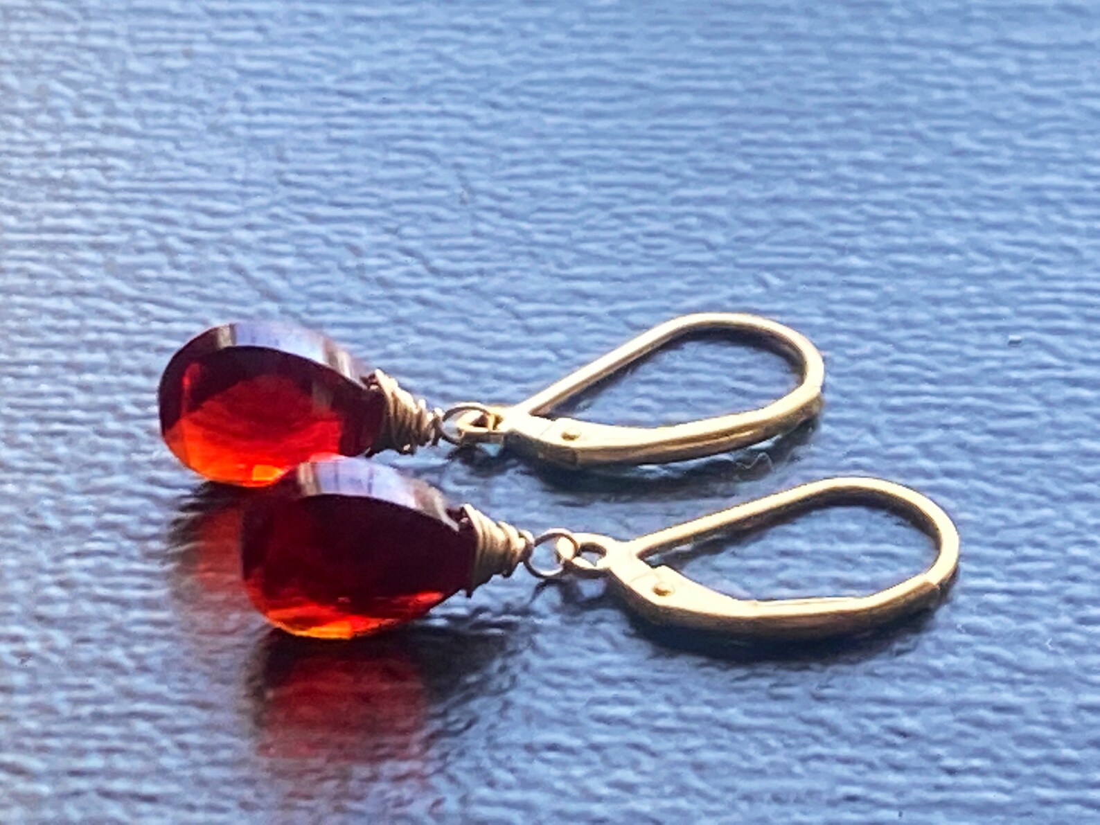 Red Ruby Quartz Earrings Dangles. Gold or Silver. Petite - Etsy