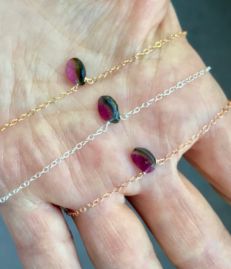 Watermelon Tourmaline Pendant Necklace: 14k Gold Fill, Minimalist ...