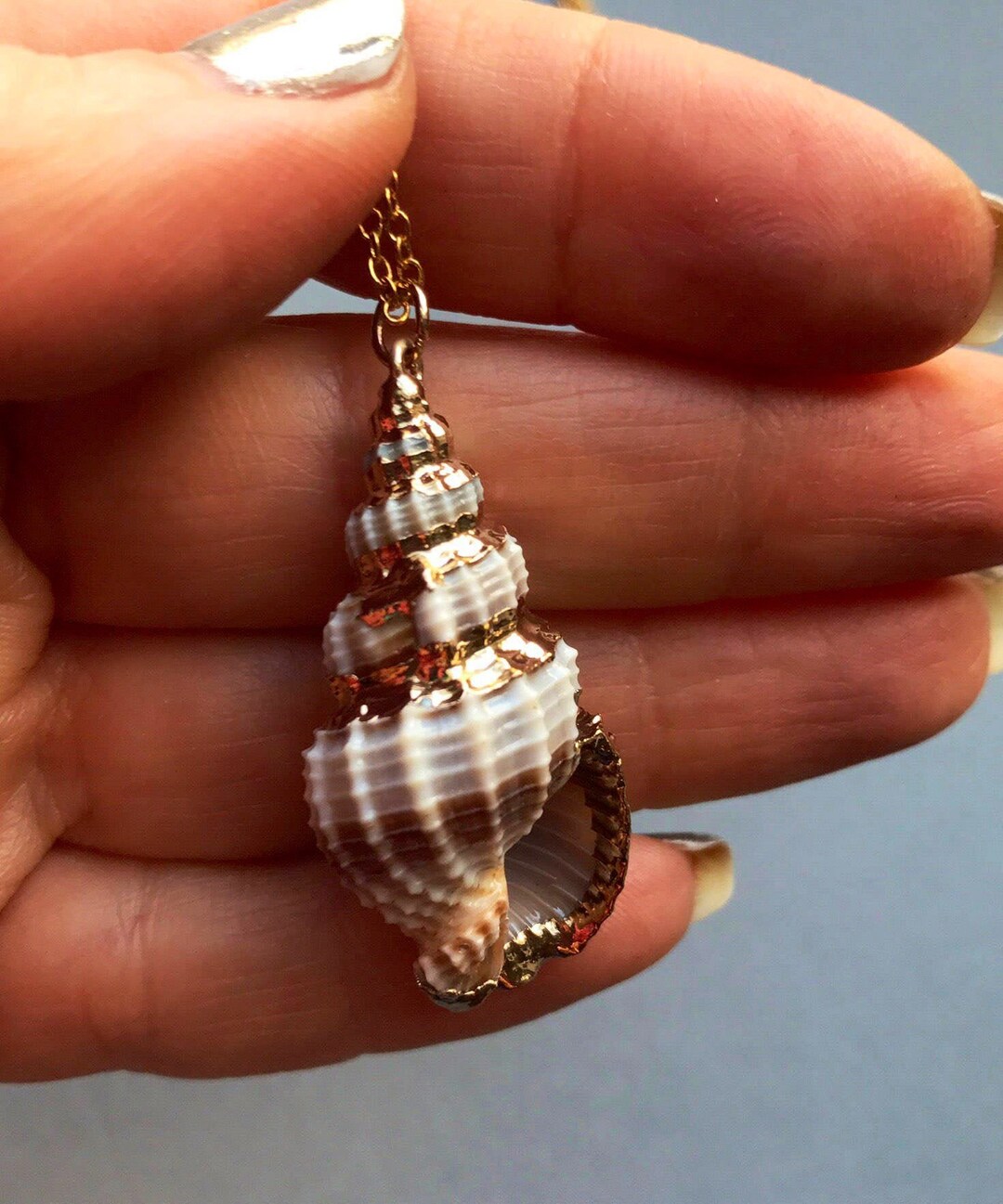 Sale Natural Sea Shell Gold Dipped Pendant Chain Necklace. Mermaid ...