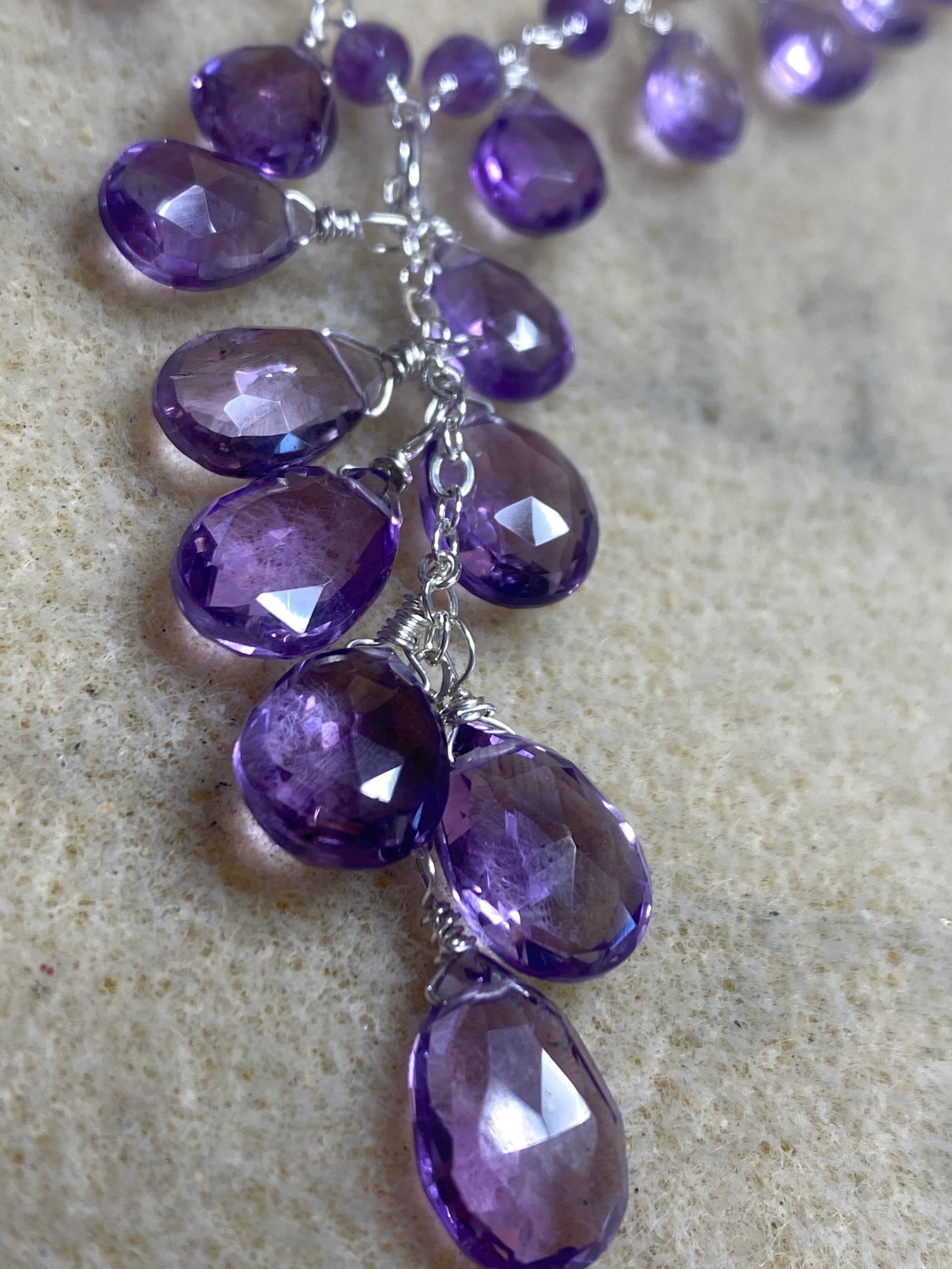 Genuine Lavender Amethyst Stone Necklace. Natural Purple - Etsy