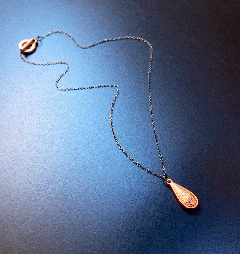 Handmade Mixed Metal Pendant Necklace. Oxidized Solid Silver. | Etsy